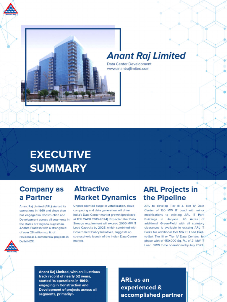 Anant Raj Data Center Presentation | PDF | Economies