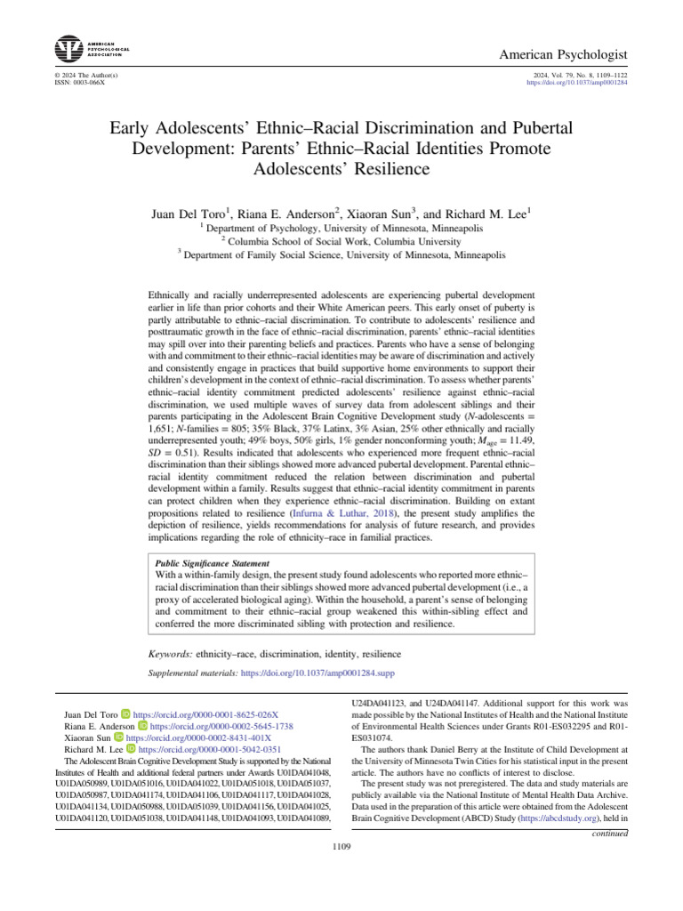 American Psychology | PDF | Adolescence | Psychological Resilience