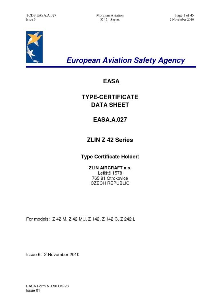 European Aviation Safety Agency: Easa Type-Certificate Data Sheet EASA ...