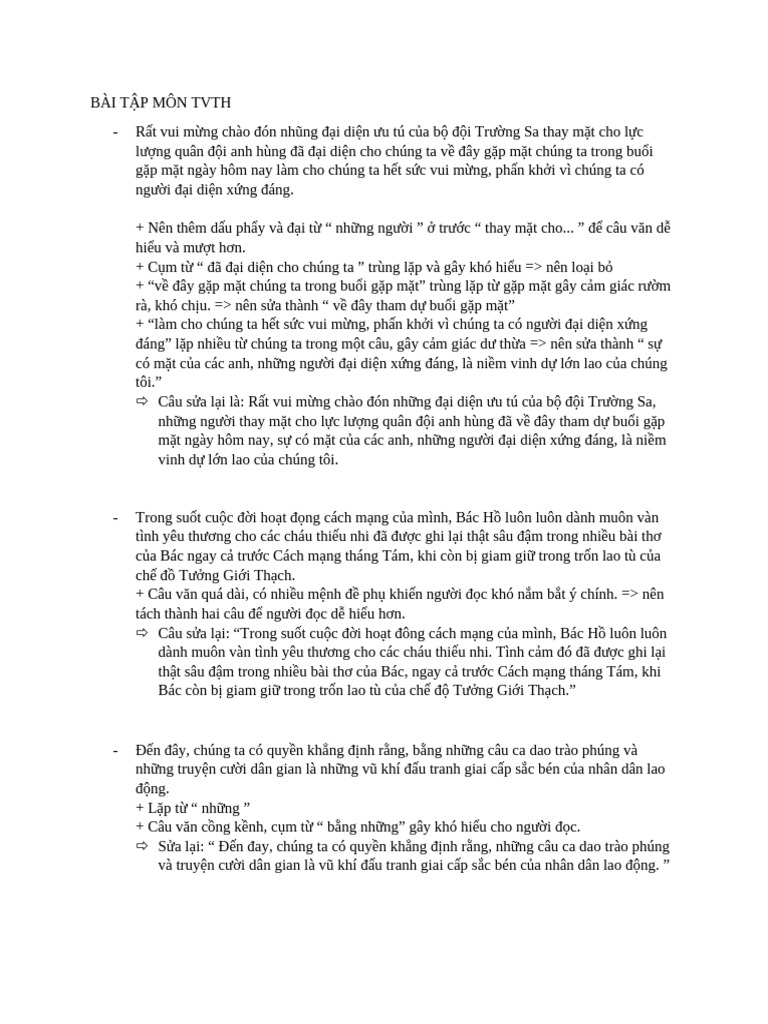 BÀI TẬP MÔN TVTH | PDF