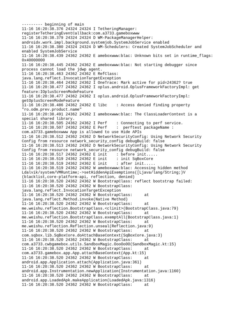 Com.a3733.Gameboxwww Logcat | PDF | Computer Programming | Computing