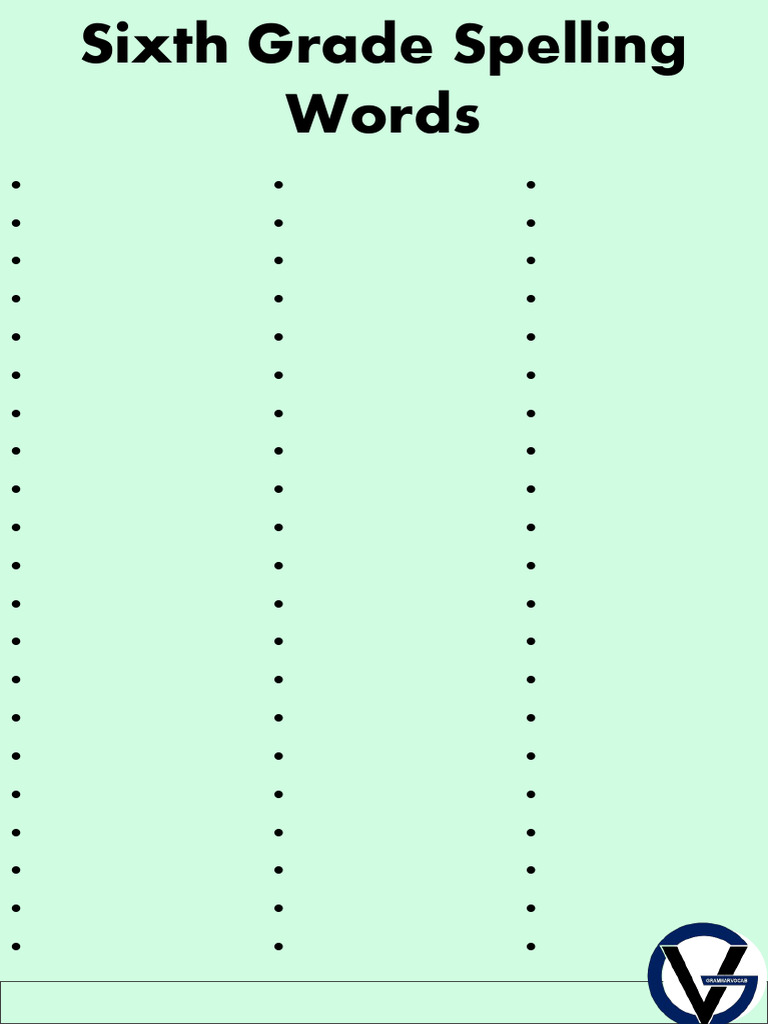 Sixth Grade Spelling Words List | PDF