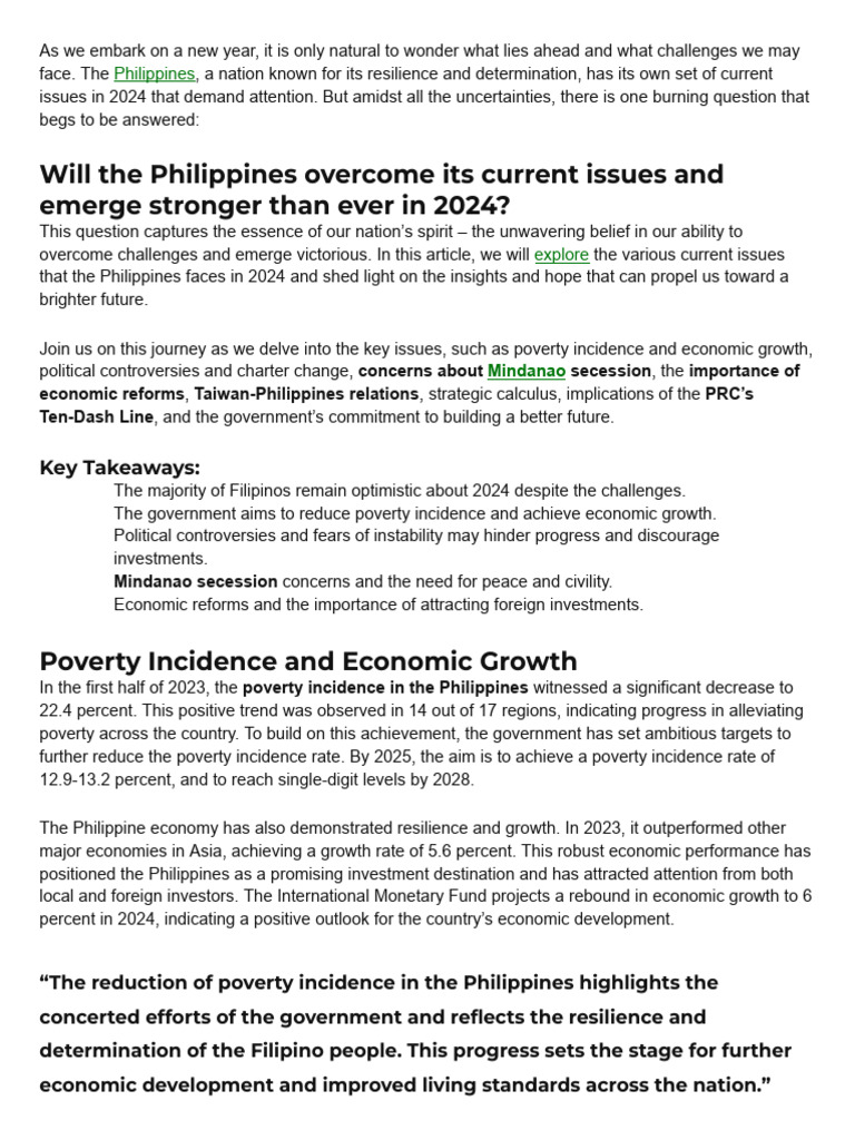 Key Issues Facing the Philippines in 2024 | PDF | Philippines | Taiwan