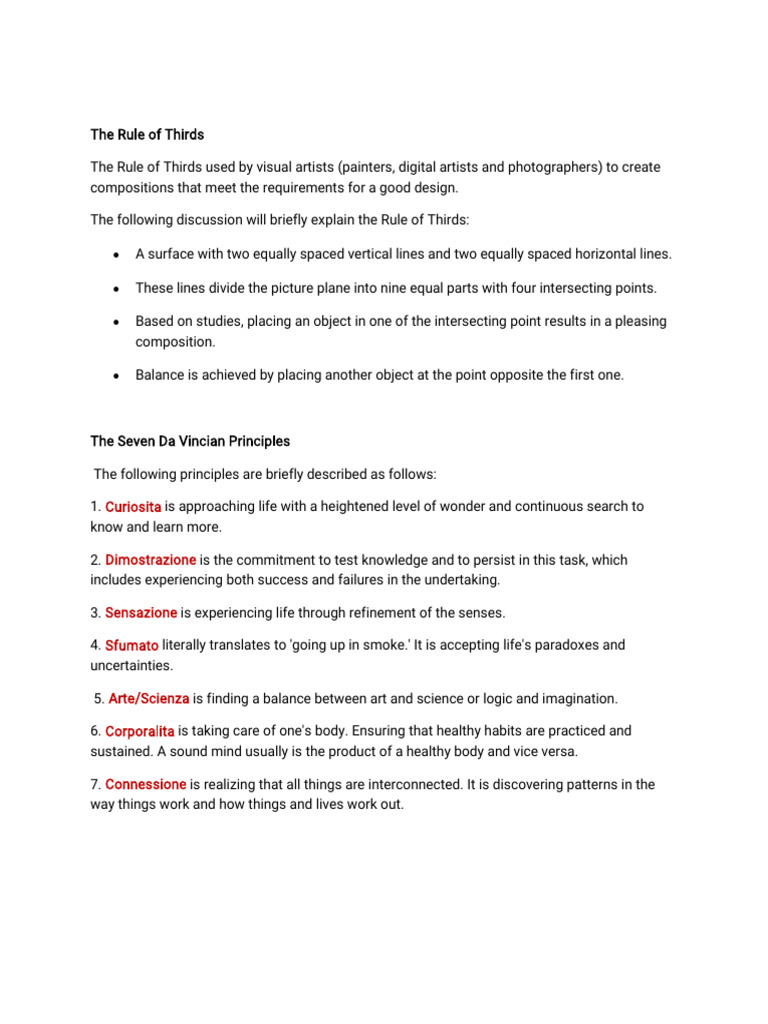 Mastering the Rule of Thirds & Da Vincian Principles | PDF | Self ...
