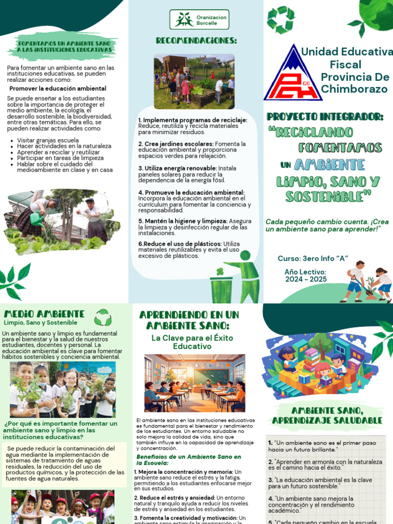 Tríptico Informativo Del Día Mundial de La Educación Ambiental Ilustrado Verde | PDF | Reciclaje ...