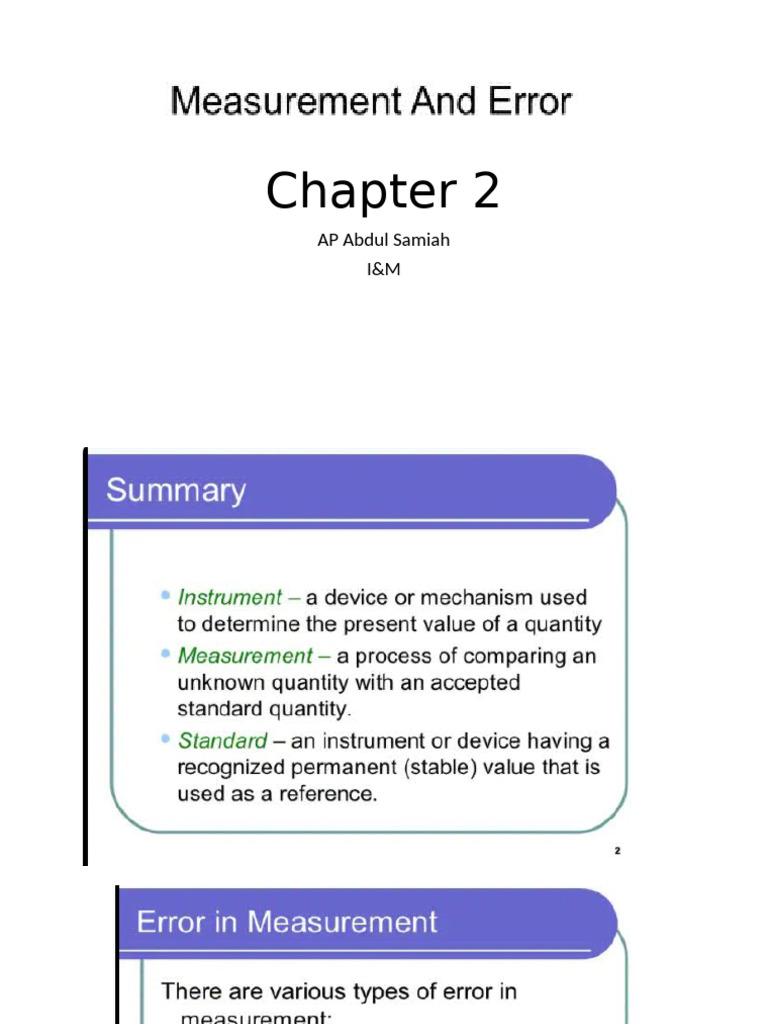 Chapter 2-Measurement and Errors | PDF Chapter 2-Measurement and Errors | PDF