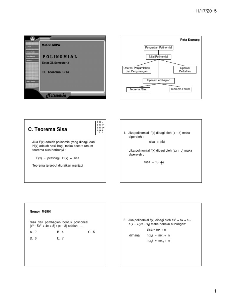 m04 Teorema Sisa | PDF