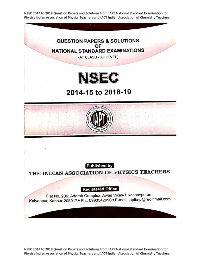 NSEC 2014 To 2018 Question Paper | PDF | Science Education