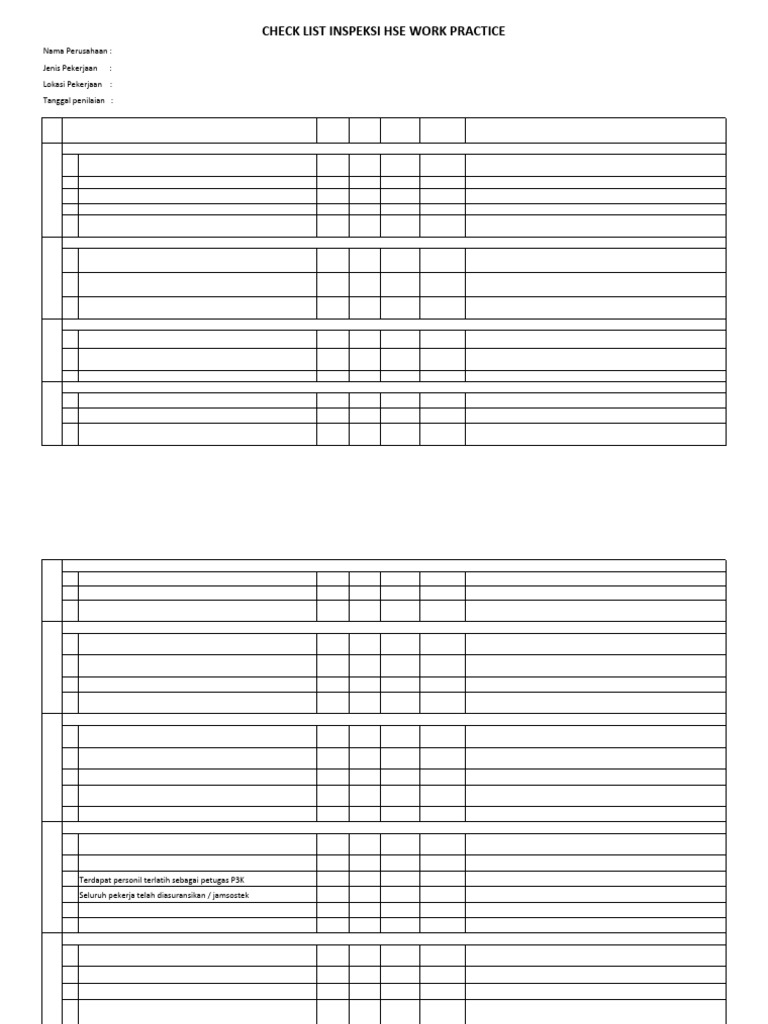 01 Check Sheet WIP Lapangan | PDF
