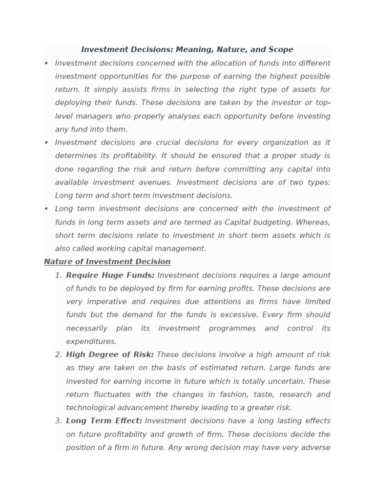 3 - Simple Notes On Investment Decision 2 | PDF | Investing | Risk
