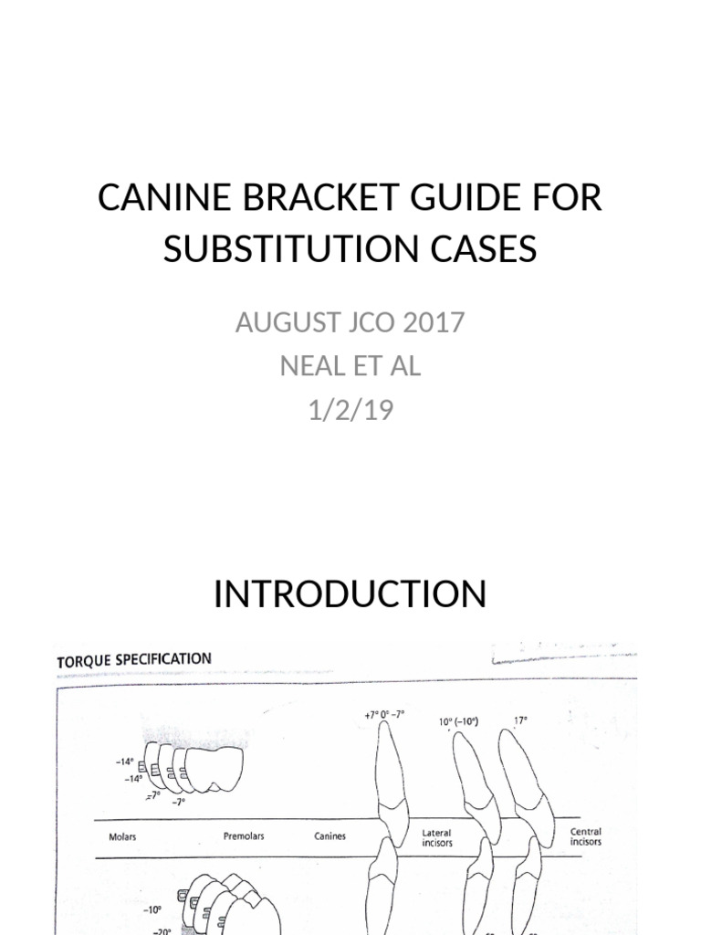 Canine Bracket Selection and Torque Guide | PDF | Tooth | Dentistry ...