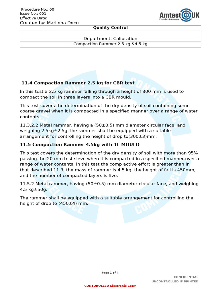 Compaction Rammer Testing Procedures | PDF | Natural Materials | Soil ...