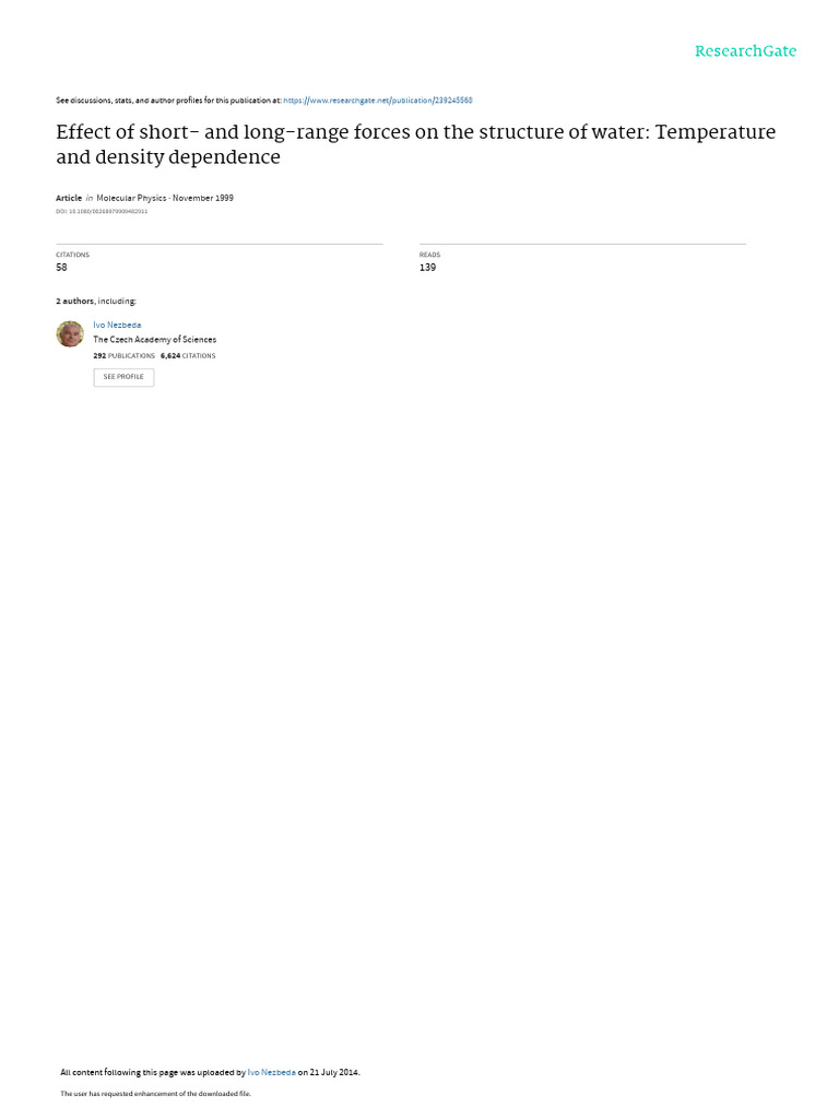 Effect of Short - and Long-Range Forces On The Stru | PDF | Hydrogen ...