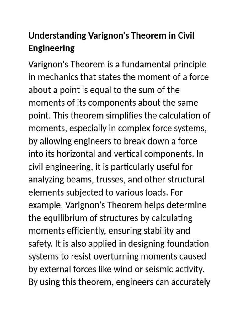 Understanding Varignon's Theorem in Engineering | PDF | Science ...