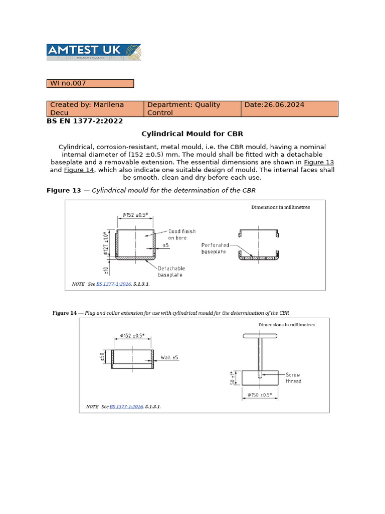 Compaction Mould For CBR | PDF | Technology & Engineering