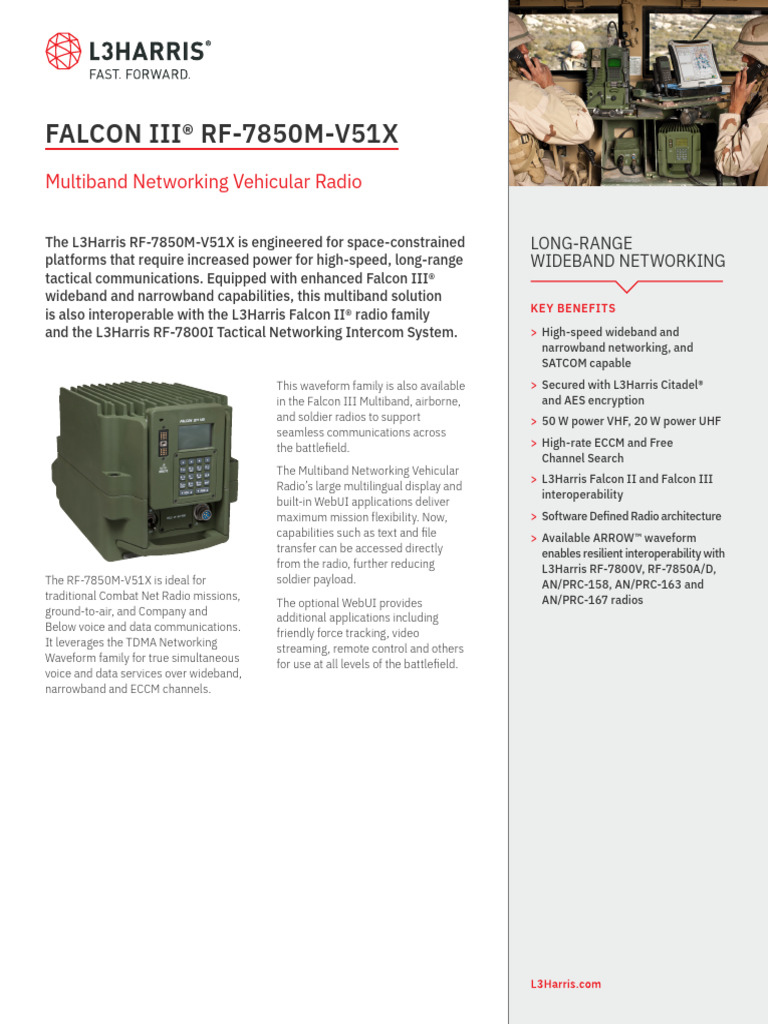 L3harris RF 7850m v51x Multiband Networking Vehicular Radio Datasheet ...