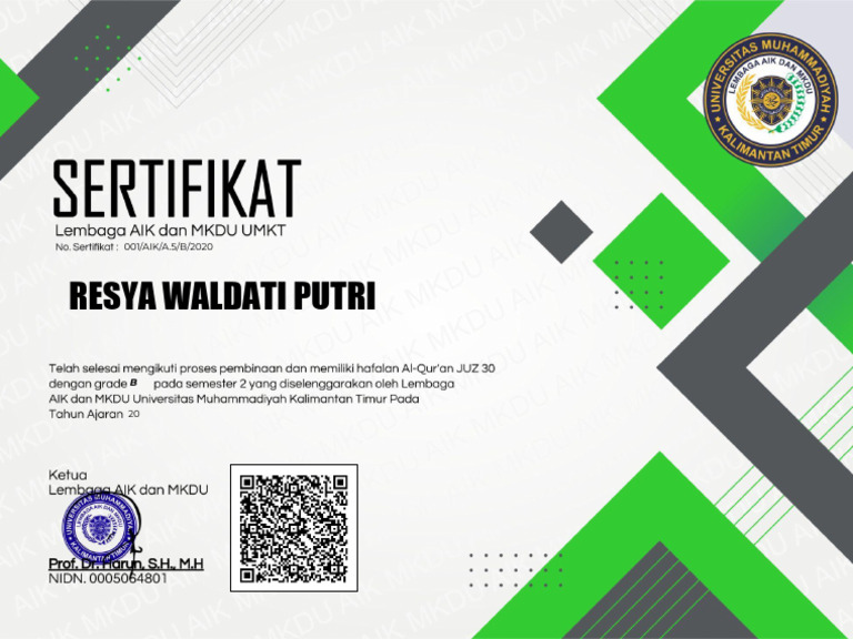 E-Certificate AIK II (Hafalan) | PDF