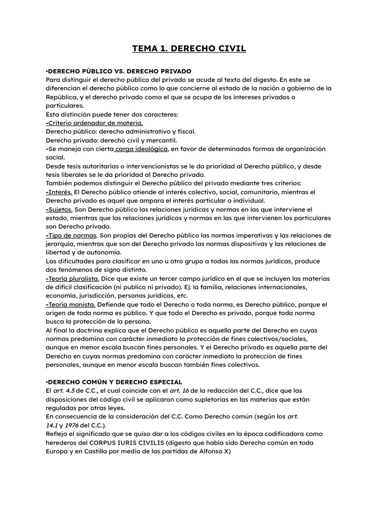 Derecho Civil: Público vs. Privado | PDF | Ley Pública | Derecho Civil (Common Law)