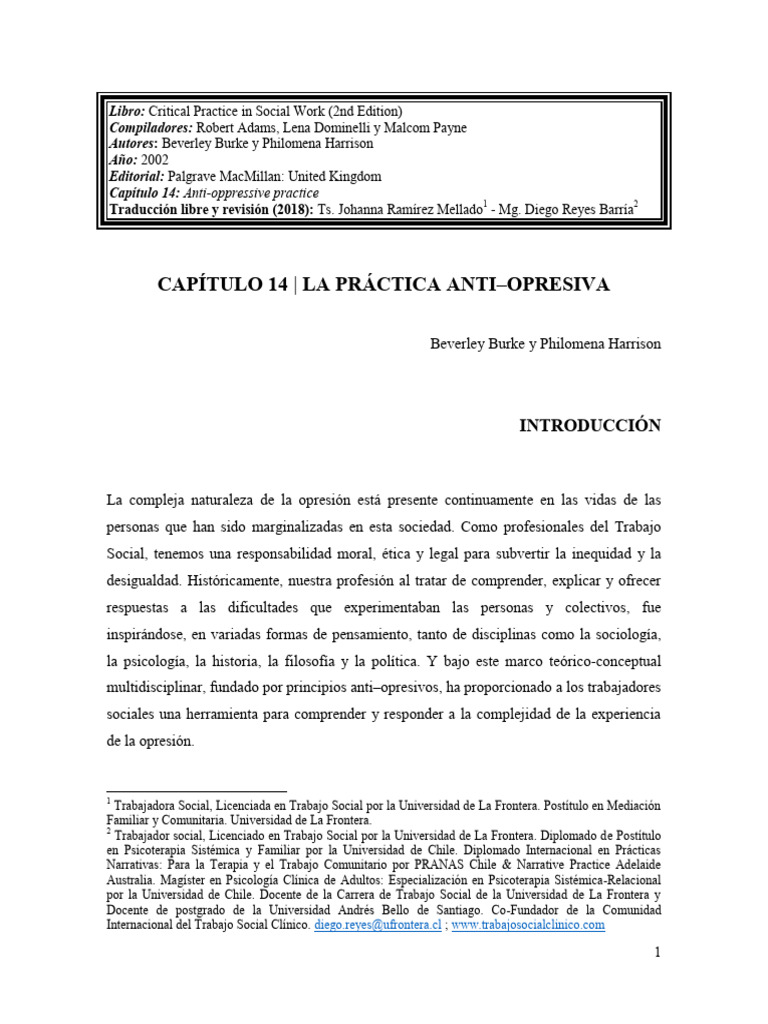 Beverley Burke and Philomena Harrison (2002) La Práctica Anti-Opresiva ...