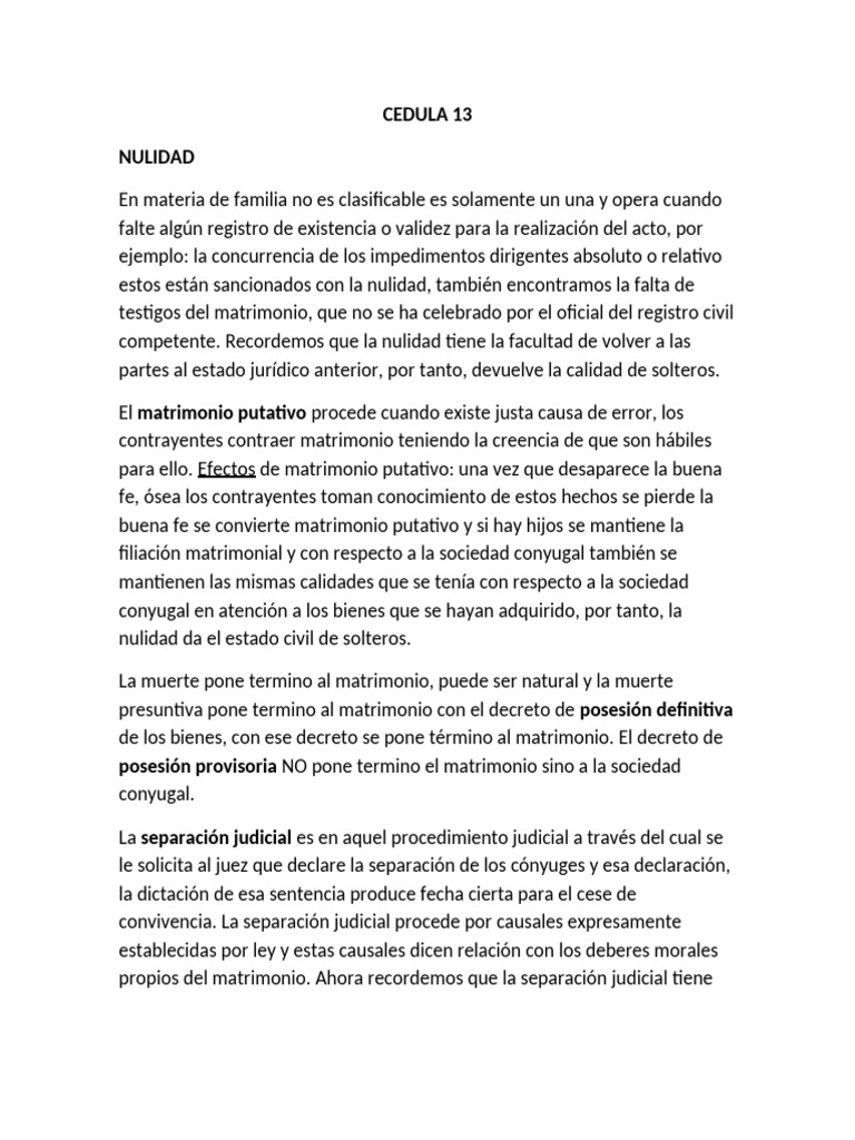 Cedula 13 Civil | PDF | Anulación | Matrimonio