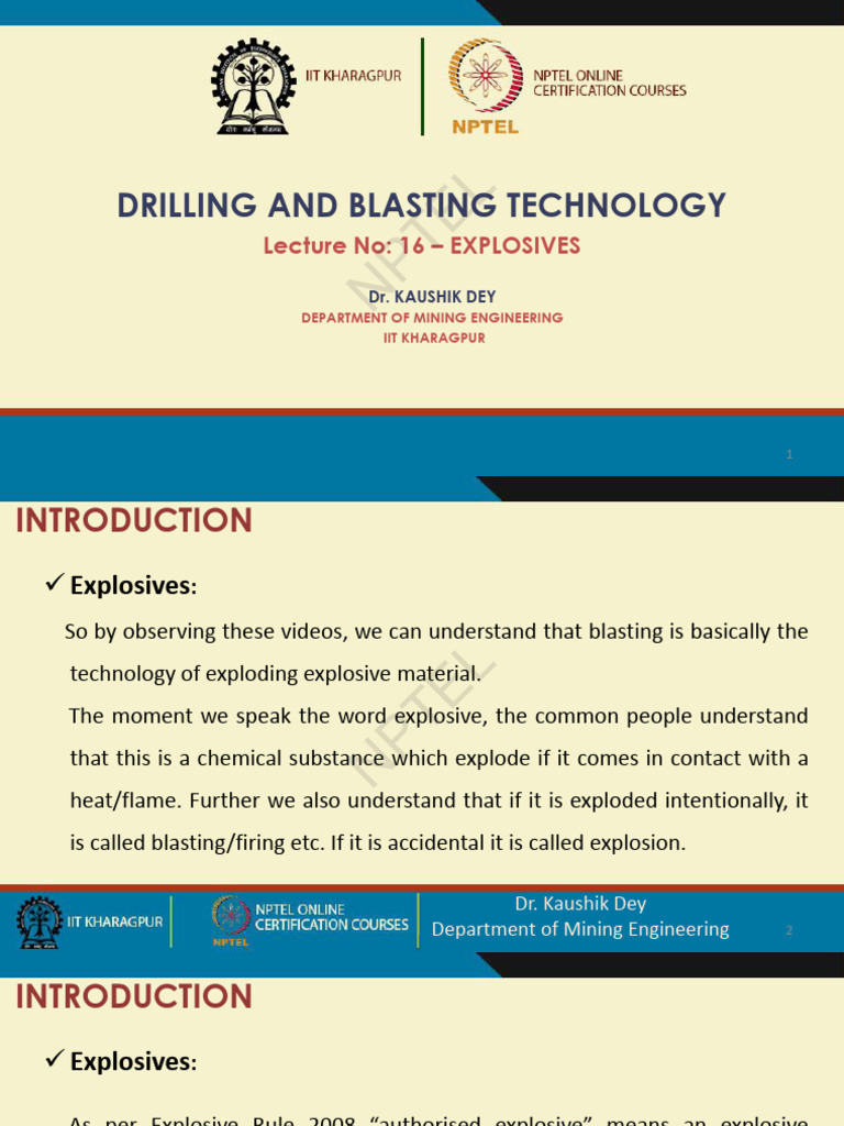 Explosives in Drilling and Blasting | PDF | Chemical Substances