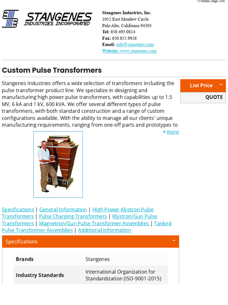 Custom High Power Pulse Transformers | PDF | Transformer | Capacitor