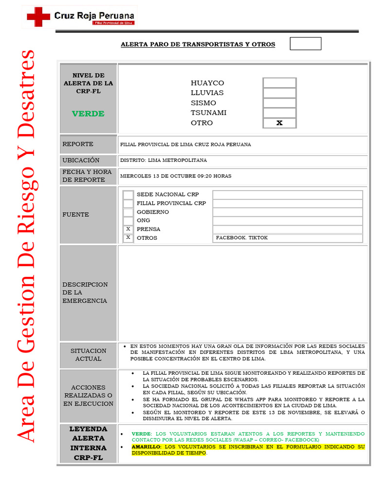ALERTA VERDE 13 NOV. 2024 - Share | PDF | Lima