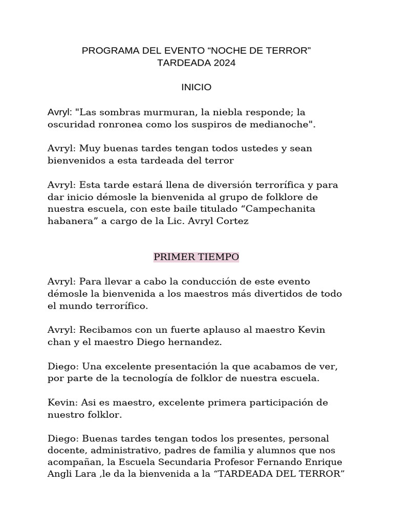 Programa Del Evento "Noche de Terror" | PDF | Arte