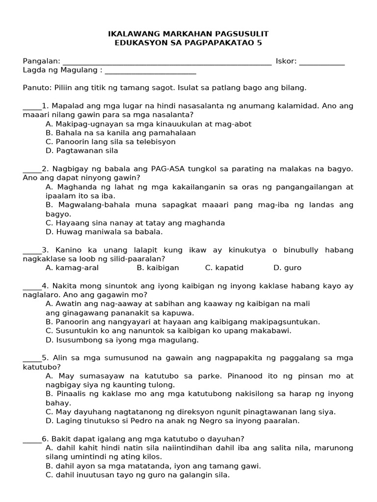 Q2 TQs ESP5 Final | PDF