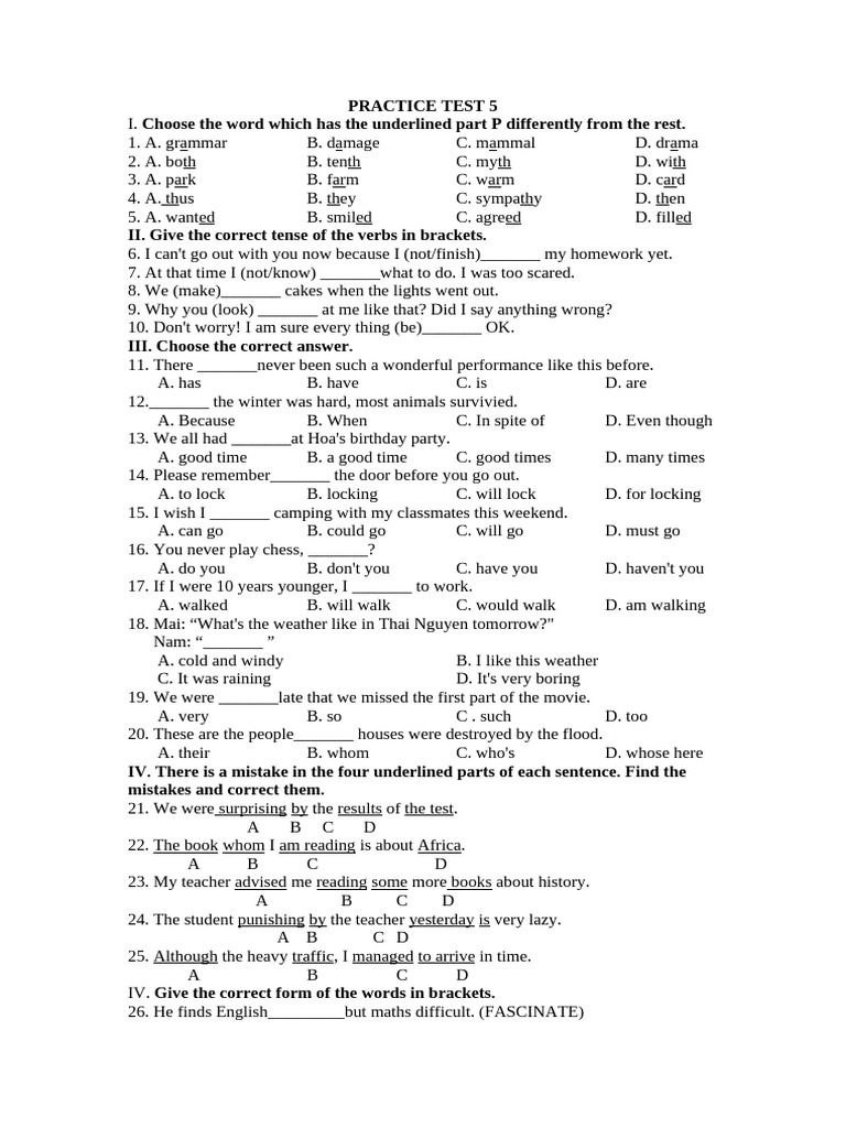 Practise Test 5 | PDF | Christmas | Christmas Tree
