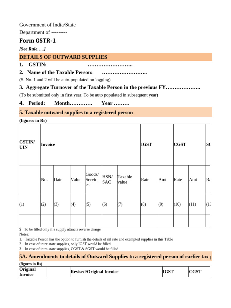 GSTR 1 Format | PDF | Government Finances | Economies