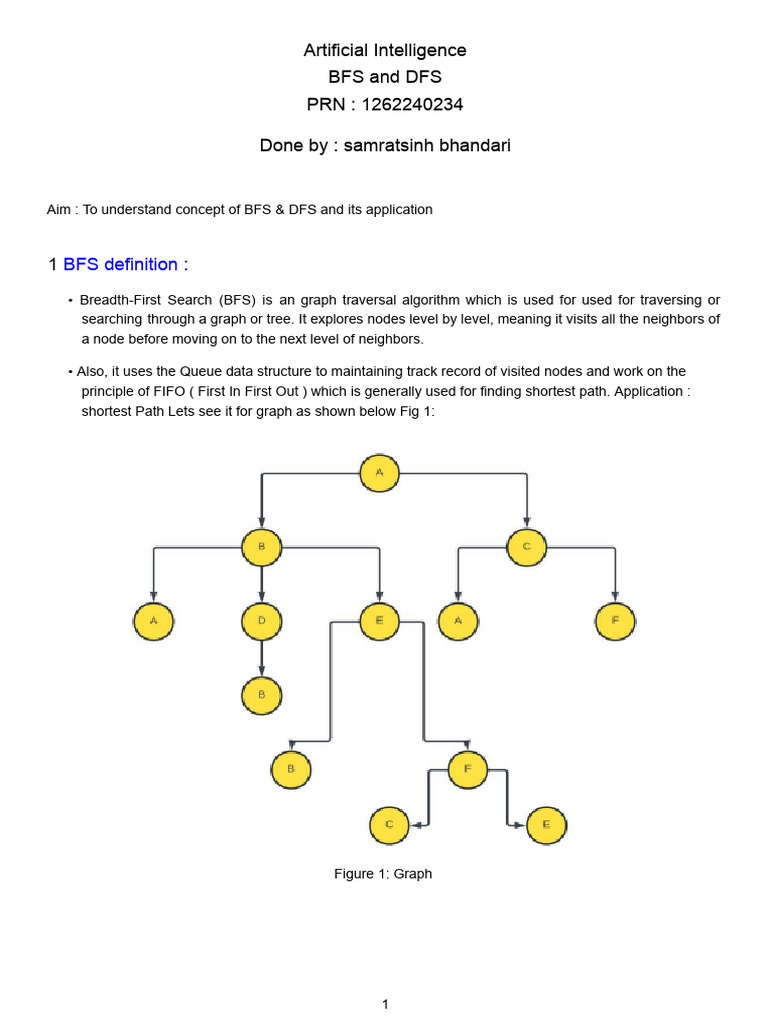 SamratBFS DFS - Word | PDF | Algorithms And Data Structures | Computational Complexity Theory