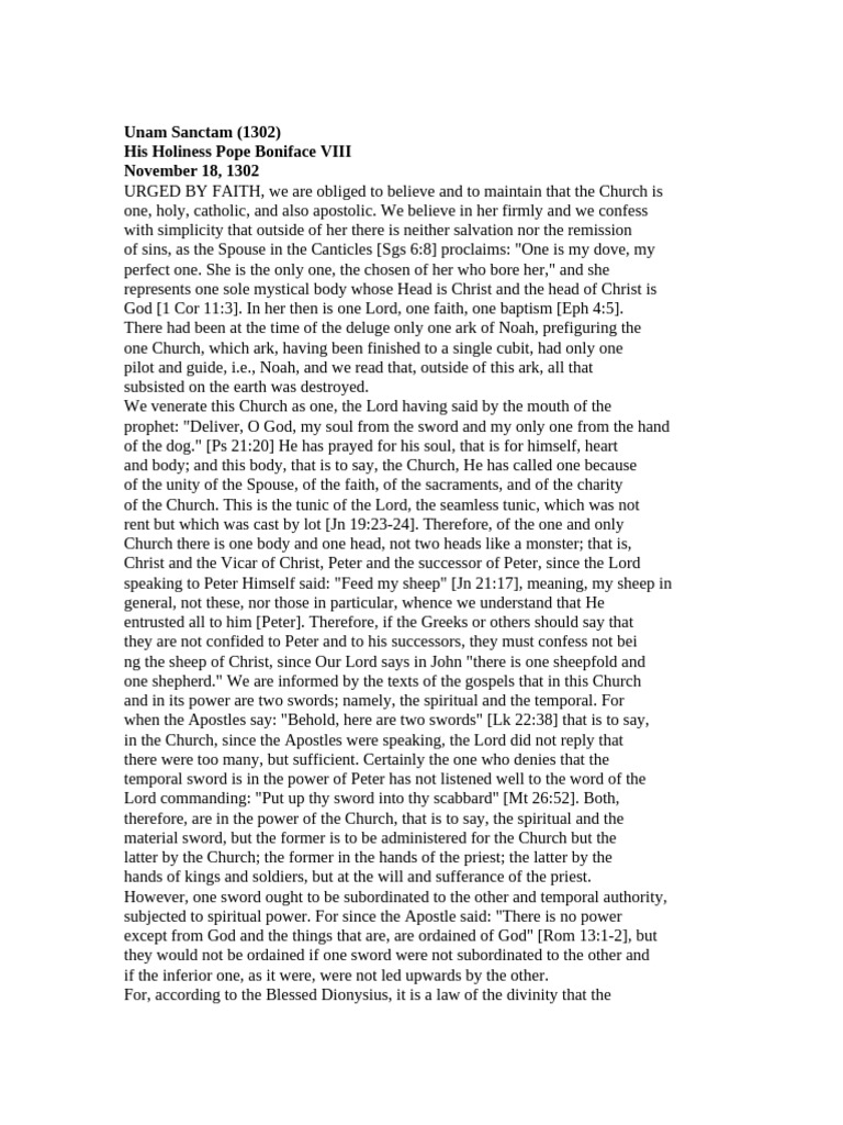 Unam Sanctam | PDF | Saint Peter | Jesus