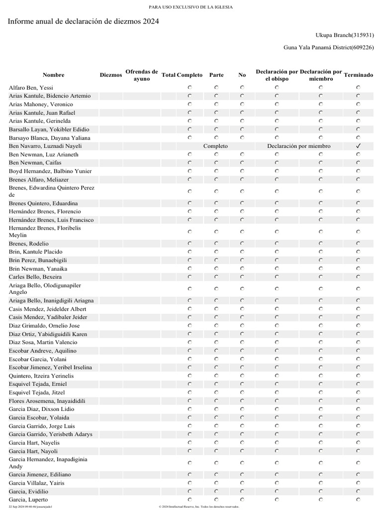 Declaración de Diezmos - 315931-20240922 | PDF