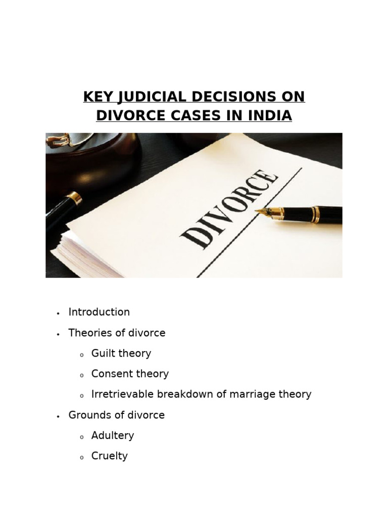Key Judicial Decisions On Divorce Cases in India | PDF | Divorce | Marriage