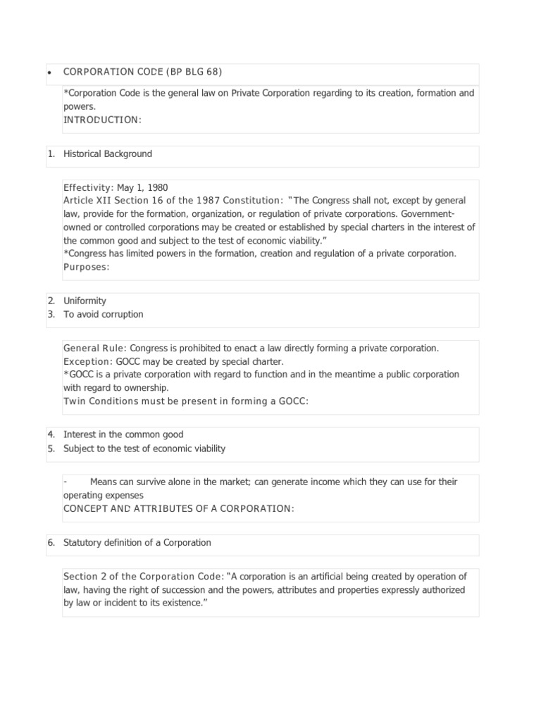 Corporation CODE - Villanueva Notes | PDF | Board Of Directors ...