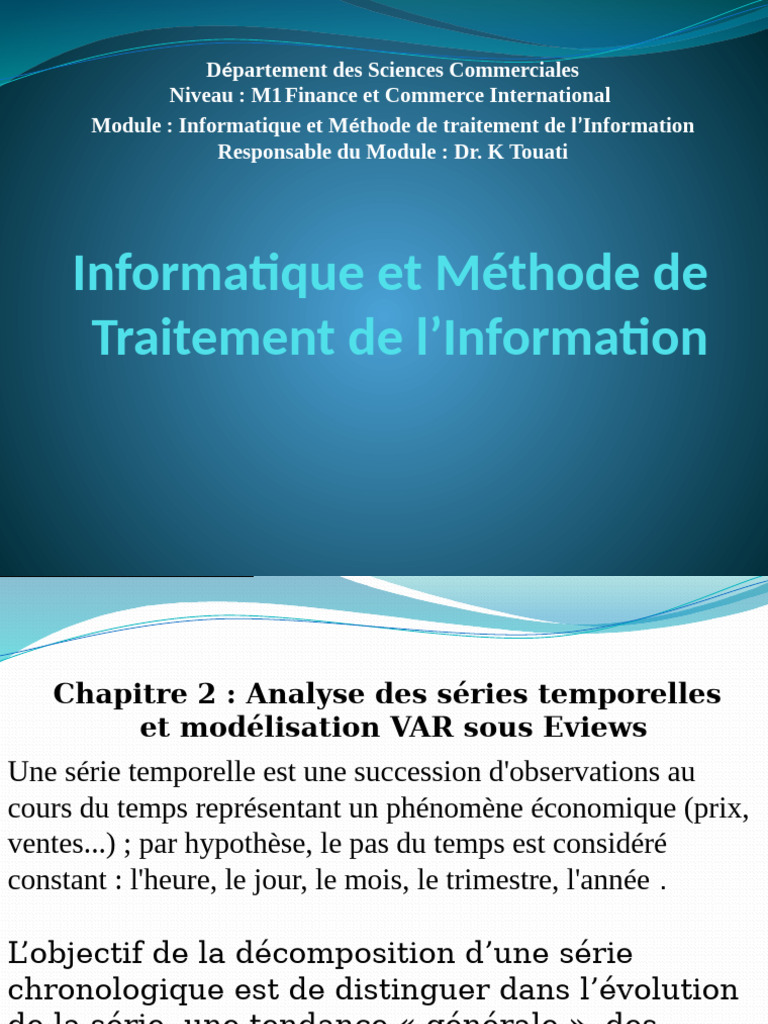 Chapitre 2 Analyse Des Series Temporelles Et Modelisation VAR | PDF ...