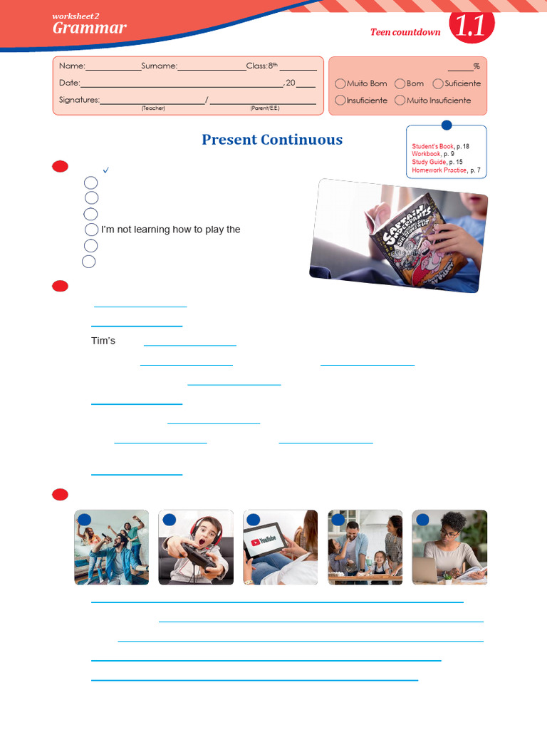 Enga8 Grammar Worksheet1 1 Present Continuous | PDF | Linguistics