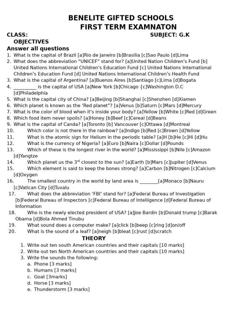 General Knowledge First Tem | PDF | Physical Sciences | Astronomy