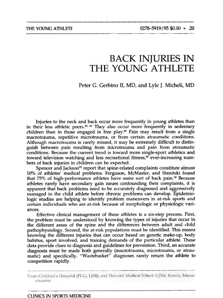 Back Injuries in Young Athletes | PDF | Back Pain | Vertebral Column