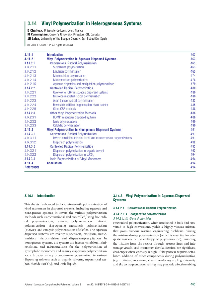 Vinyl Polymerization | PDF | Copolymer | Polymerization