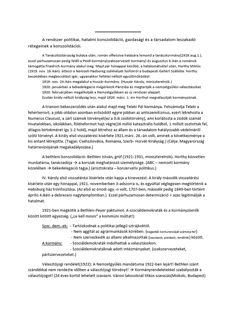 22 Horthy Korszak | PDF