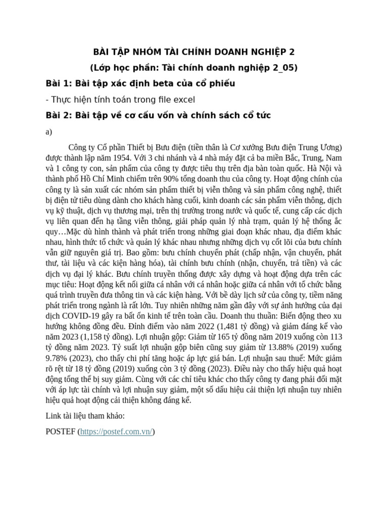 Bài tập TCND 2 final | PDF