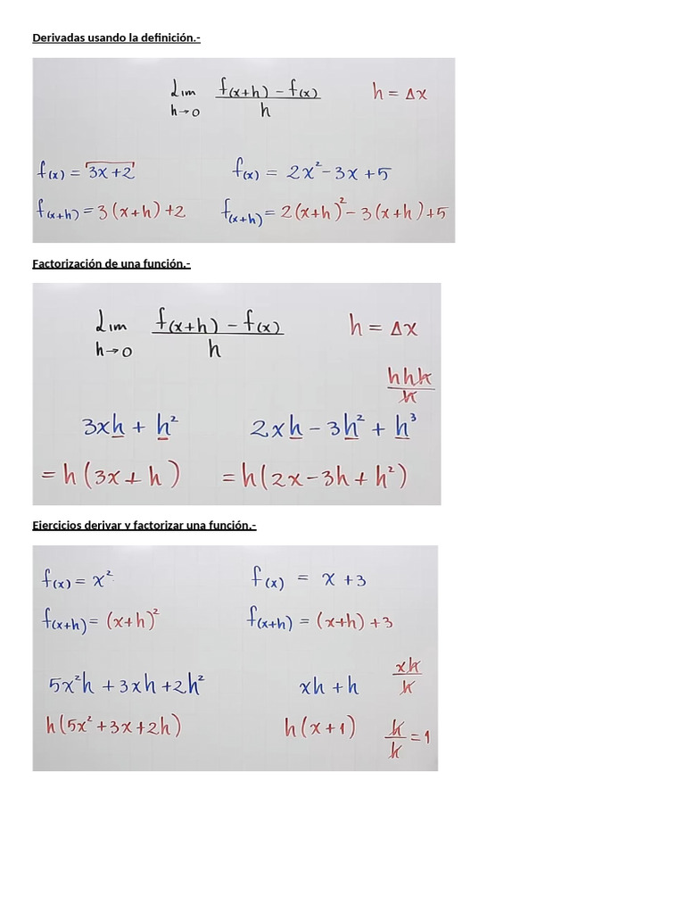 Derivadas Usando La Definición | PDF