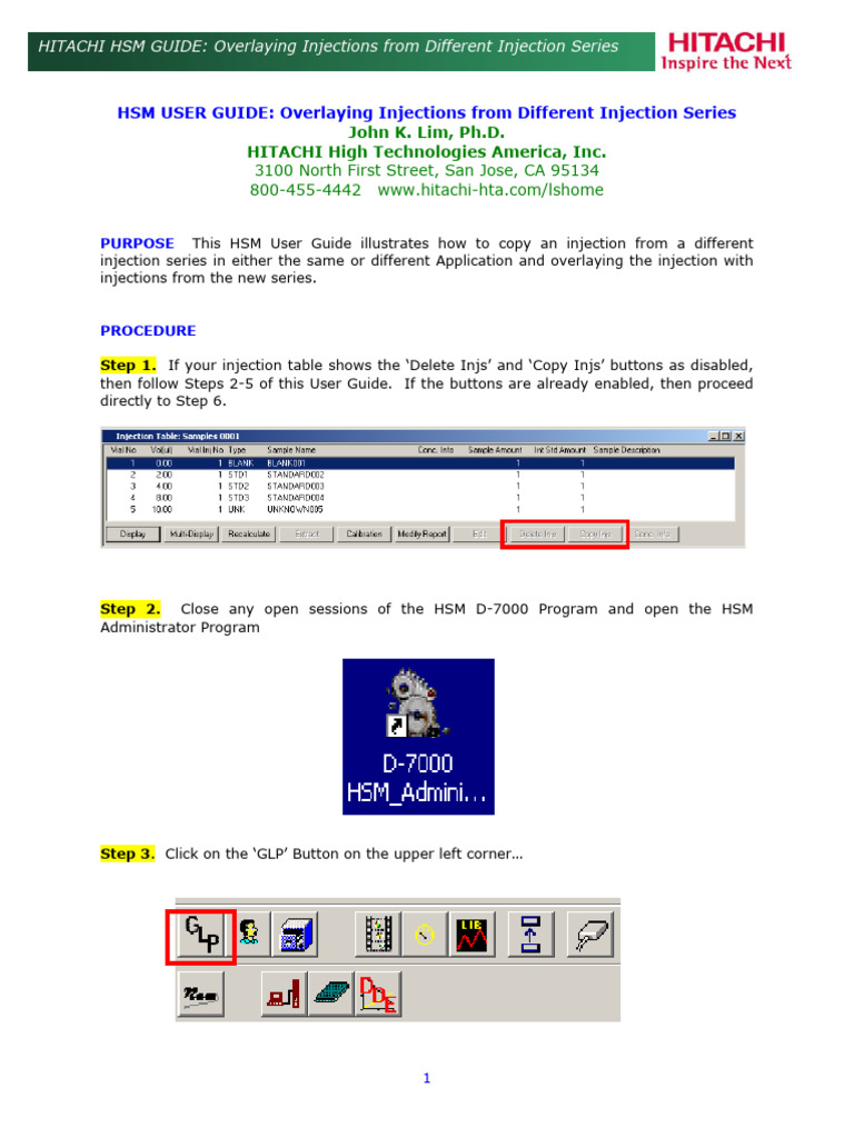 Hitachi HSM Guide: Injection Overlay Steps | PDF | Button (Computing ...