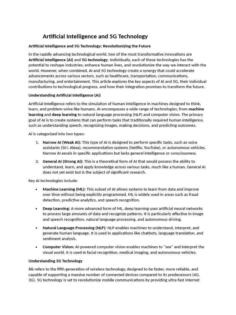 Artificial Intelligence and 5G Technology | PDF | Artificial ...