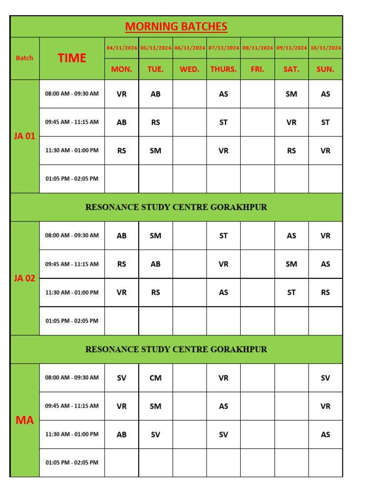 ACADEMY TIME TABLE SESSION 2024-2025 NEW - 04 To 10-2 | PDF