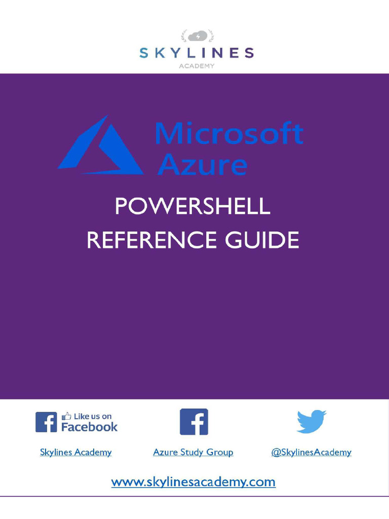 Azure Powershell Reference Guide By Skylines Academy Pdf Virtual Machine Computer Data Storage