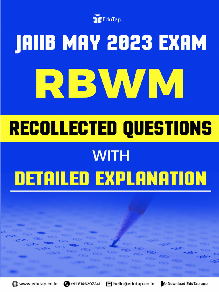 Jaiib RBWM May 2023 Recollected Questions Answers | PDF | Investing | Point Of Sale