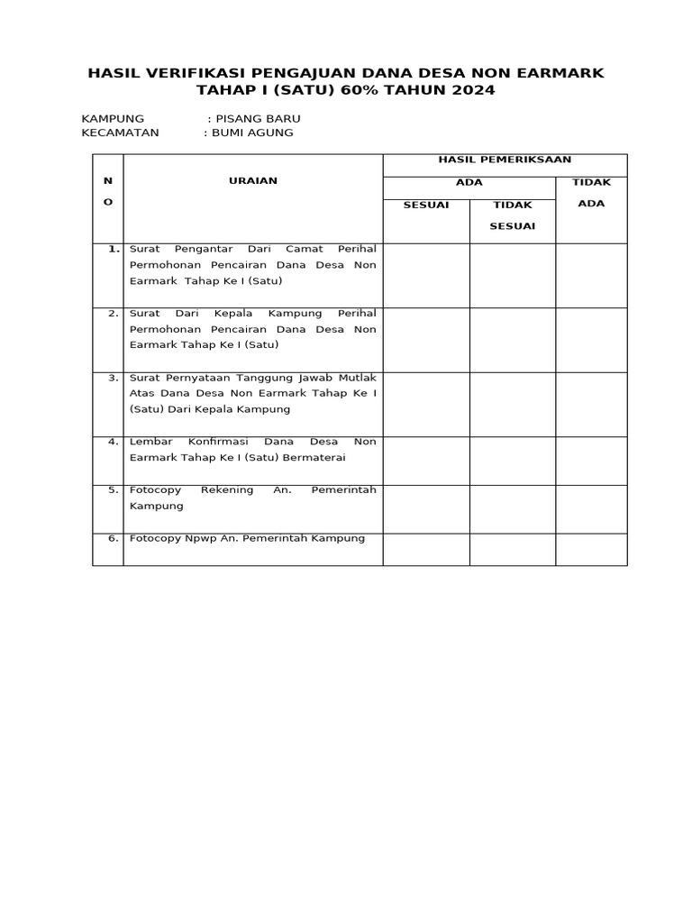 Verifikasi DD-1 | PDF